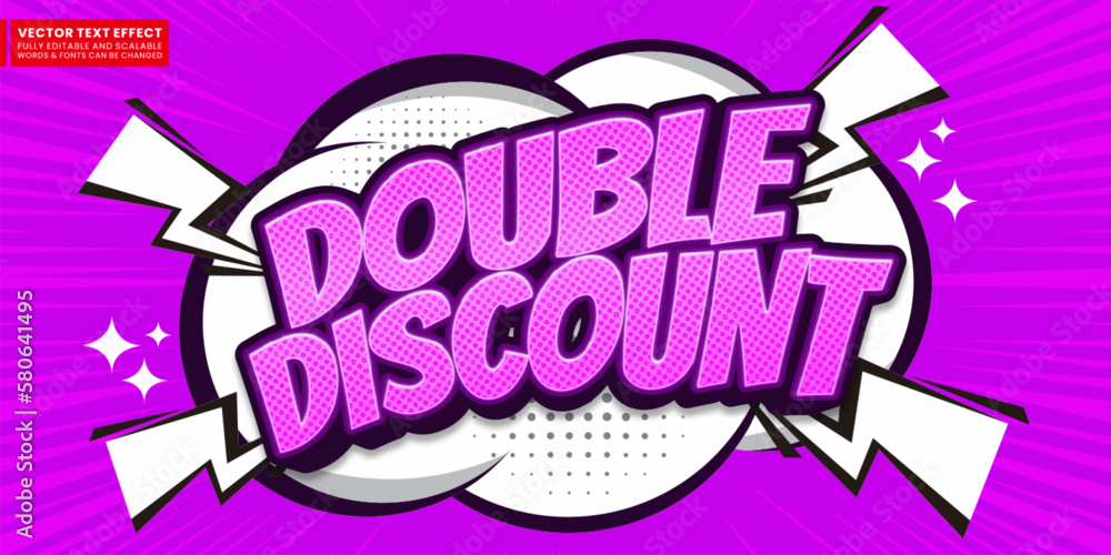 Double discount promotion sale text effect editable three dimension ...