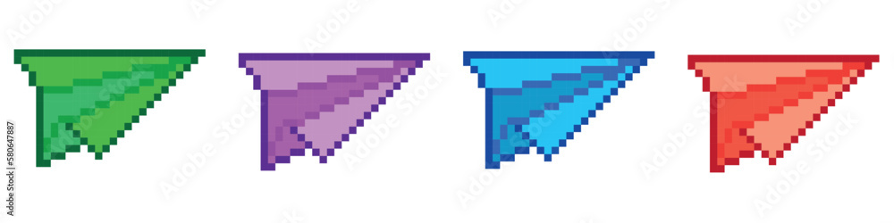 Pixel art 8-bit.Paper plane icon 8 bit, pixel art airplane icon for ...