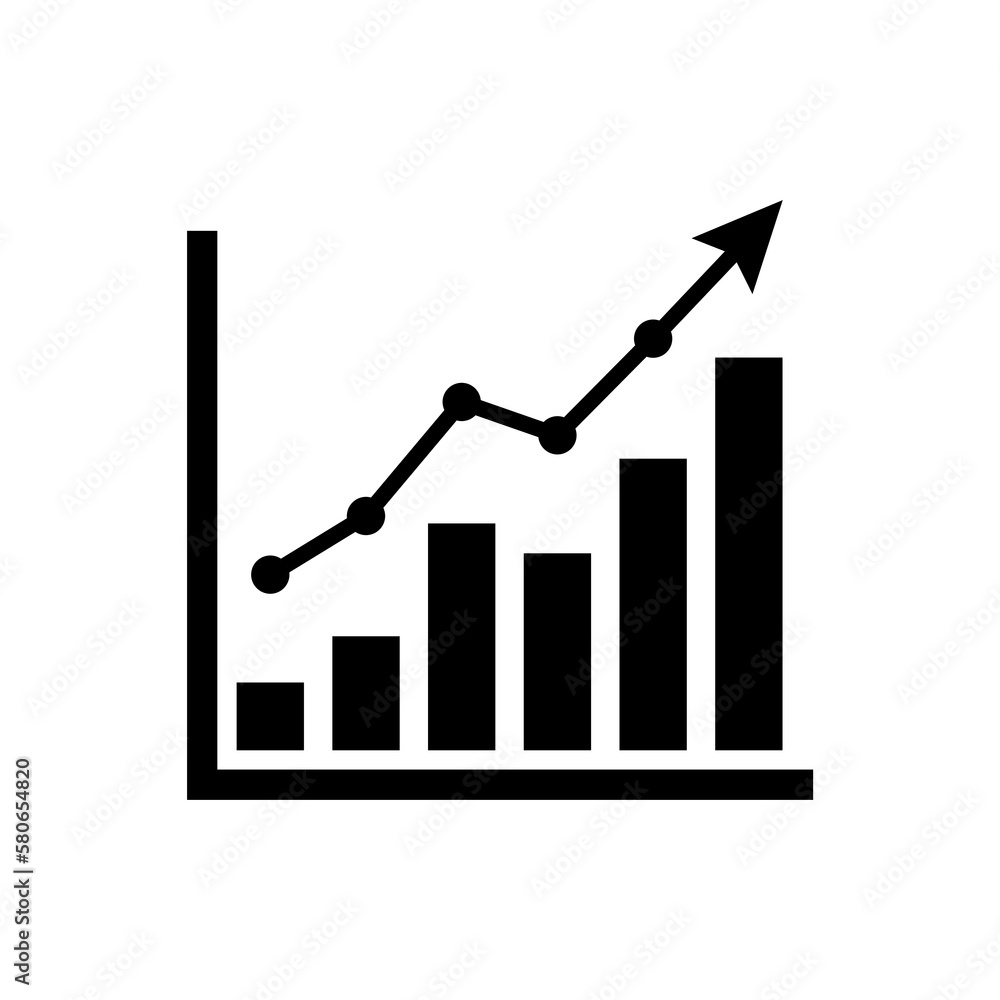 Vetor de Chart graph. Black icon graph growth with arrow isolated on ...