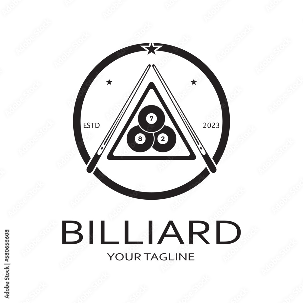 simple billiards logo template illustration with billiard balls and ...