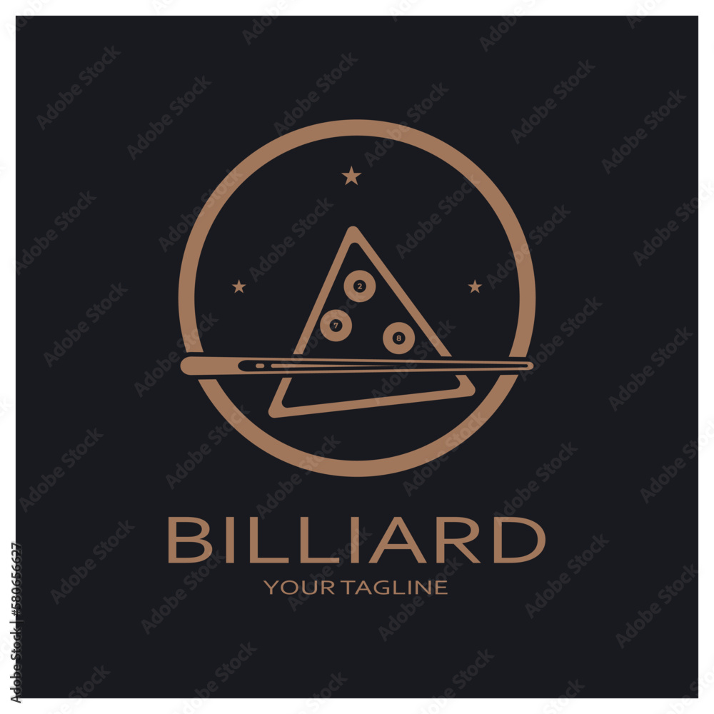 simple billiards logo template illustration with billiard balls and ...