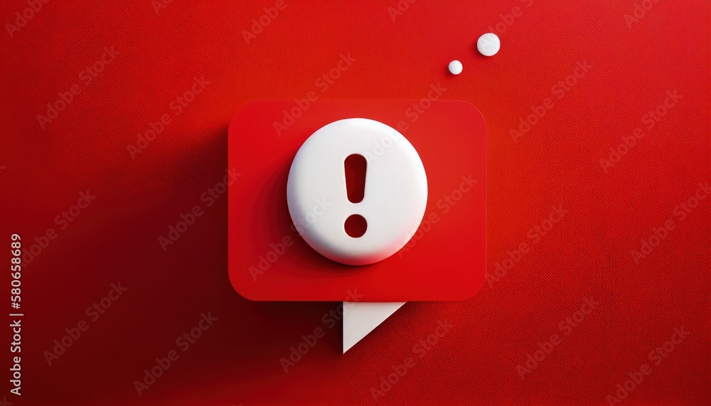 Red notification reminder icon chat message of attention alert alarm ...
