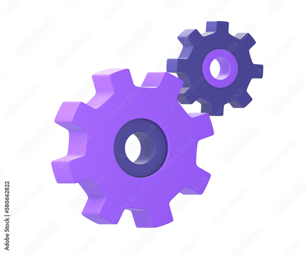 3d Purple Gear Configuration Setting Icon For Ui Ux Web Mobile Apps