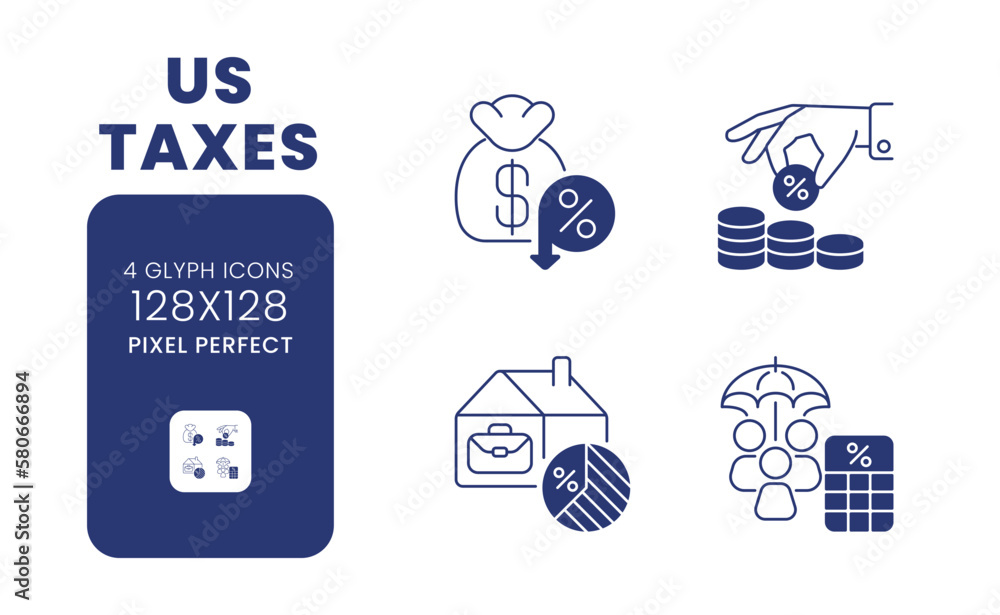 US taxes black solid desktop icons pack. Deductions and exemptions ...