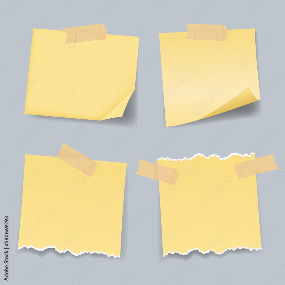 Paper note template with adhesive tape piece. Suitable for small note ...