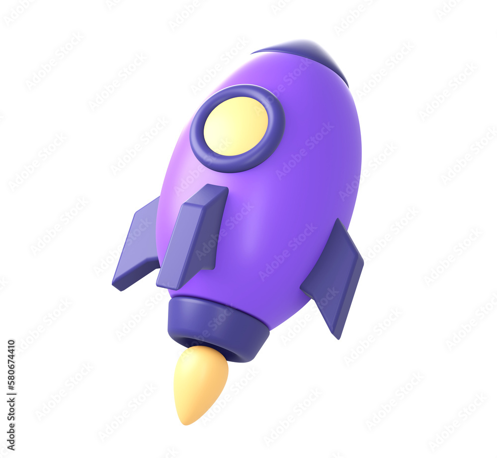 3d purple rocket launch side icon for UI UX web mobile apps social ...