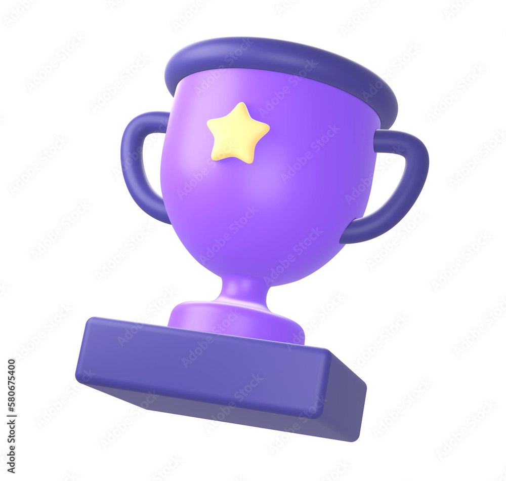3d purple trophy cup winner side icon for UI UX web mobile apps social ...