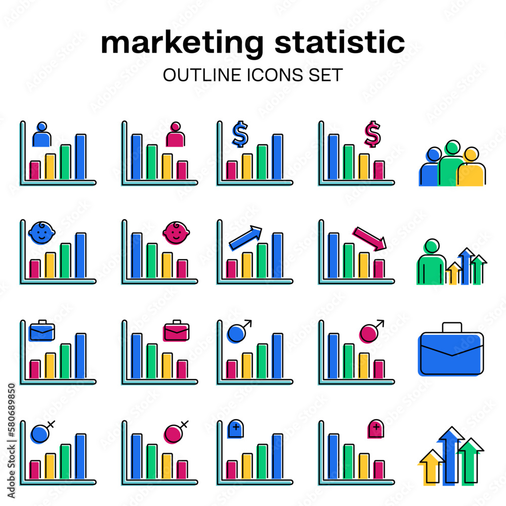 data analysis infographic colorful icon collection set bundle design ...