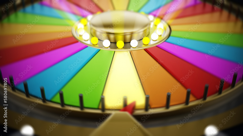 Prize wheel with colored, blank slices. 3D illustration Stock ...