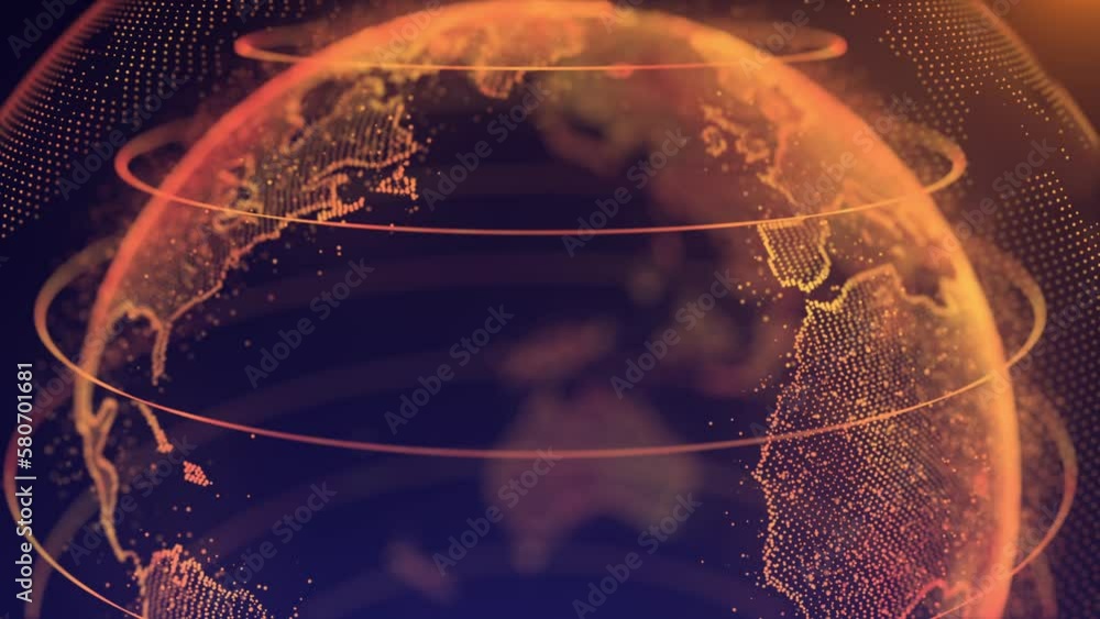 3d planet earth rotating with hologram particles effect. earth rotating ...