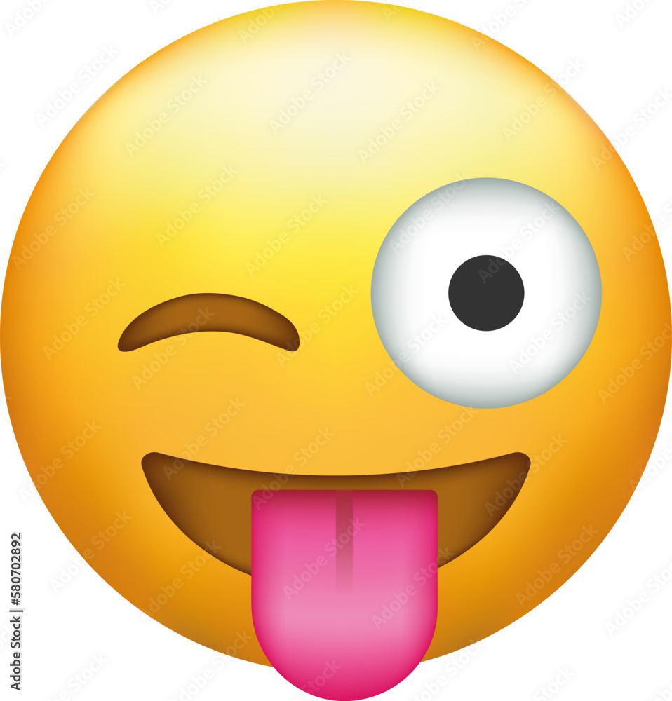 Winking Emoji With Tongue Crazy Emoticon With Stuck Out Tongue And
