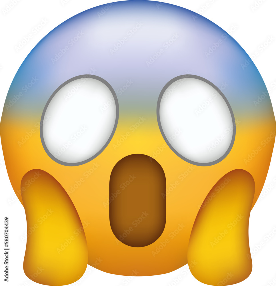 Screaming in fear emoji. Horror and fright emoticon. Yellow face with ...