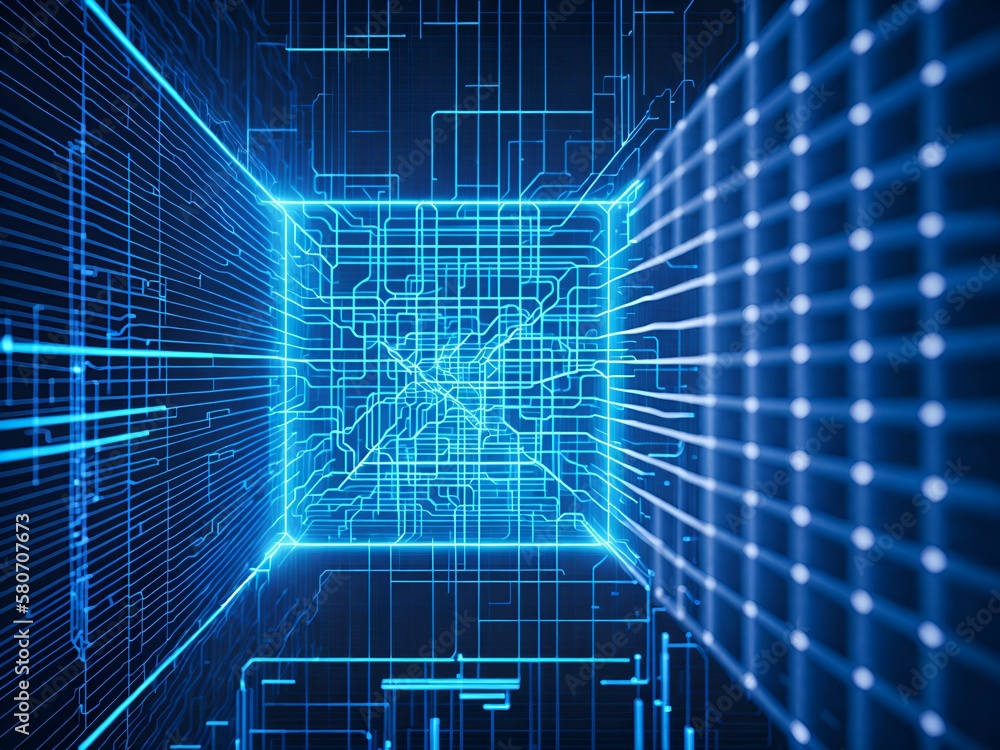 abstract technology blue background with growing lines. Abstract ...