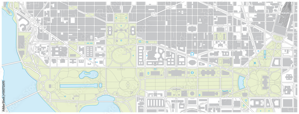 Vector map of the National Mall in Washington DC, United States Stock ...
