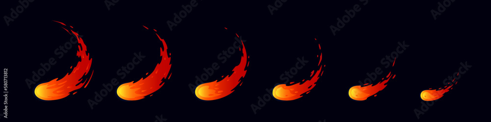 Sprite sheet fire sword attack, fire red strike. Circle flame ...