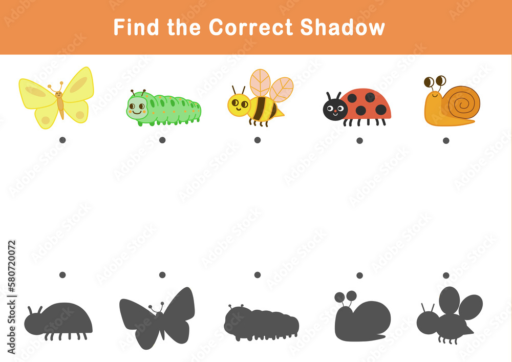 Shadow matching game for kids. Educational game for children. Find the ...