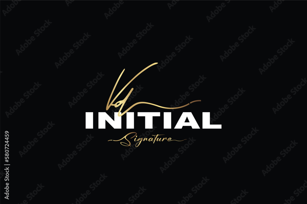 Vetor de Initial V and DLogo Design in Elegant Gold Handwriting Style ...