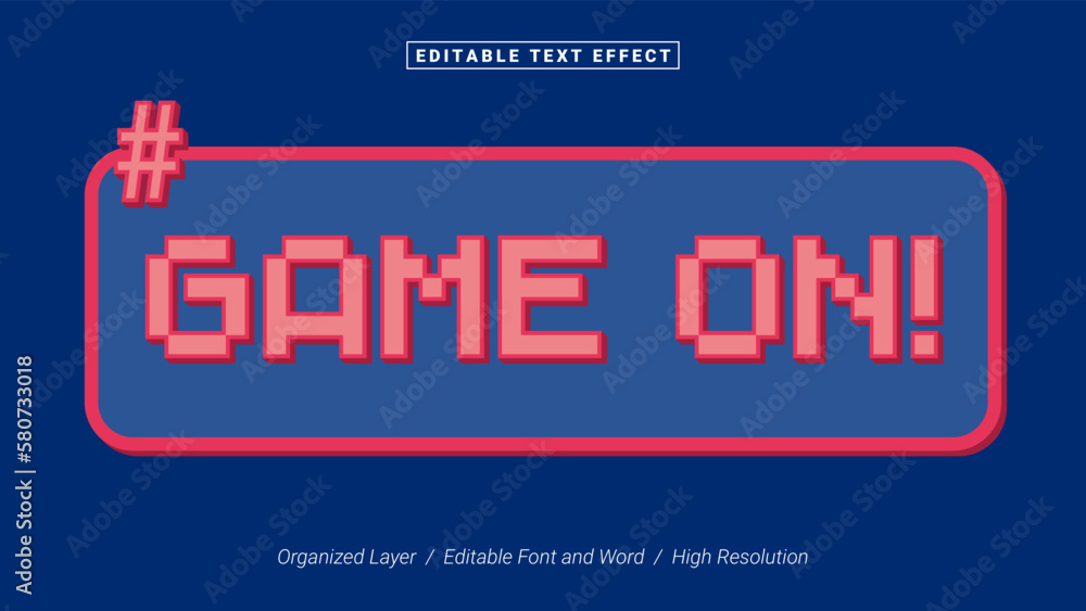 Game On Editable Font Design. Alphabet Typography Template Text Effect ...