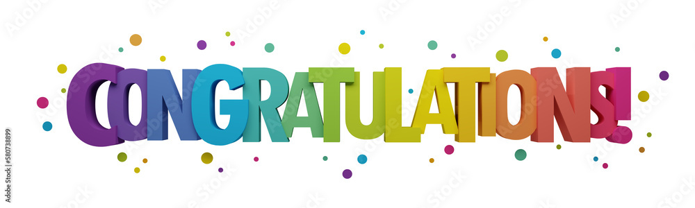 3D render of CONGRATULATIONS! colorful typography with dots on ...
