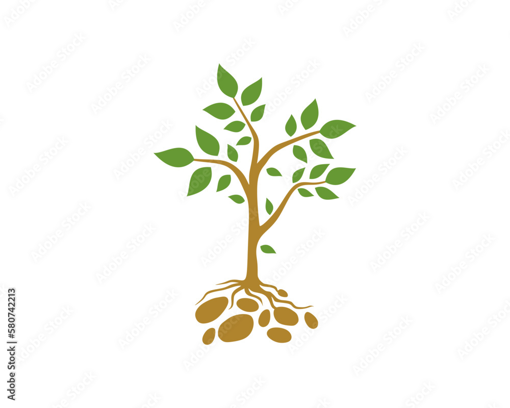 Potatoes tree vector illustration logo Stock Vector | Adobe Stock