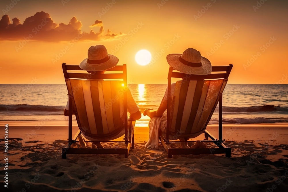 Relaxing On Beach Sunset