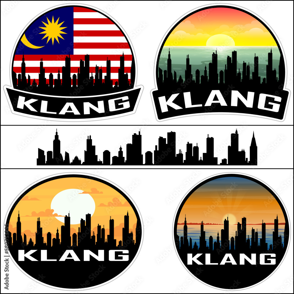 Vecteur Stock Klang Skyline Silhouette Malaysia Flag Travel Souvenir ...