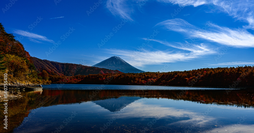Landscape of Fuji mountain at Lake Saiko It is one of the five lakes ...