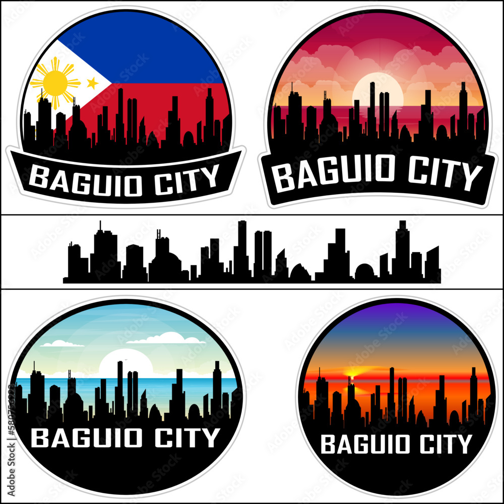 Vetor de Baguio City Skyline Silhouette Philippines Flag Travel ...