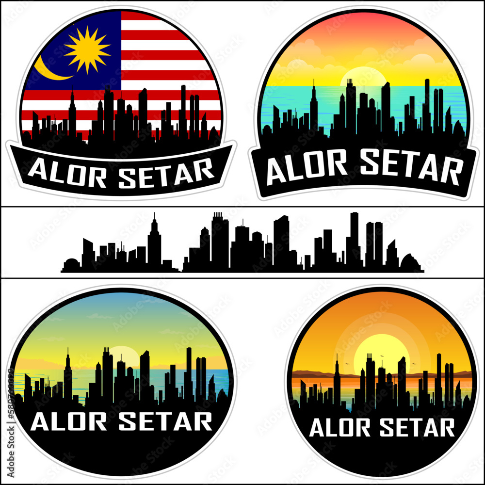 Alor Setar Skyline Silhouette Malaysia Flag Travel Souvenir Sticker ...