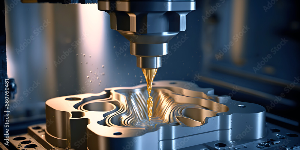 Macro Machine iron tools CNC cut of metal. Industrial banner ...