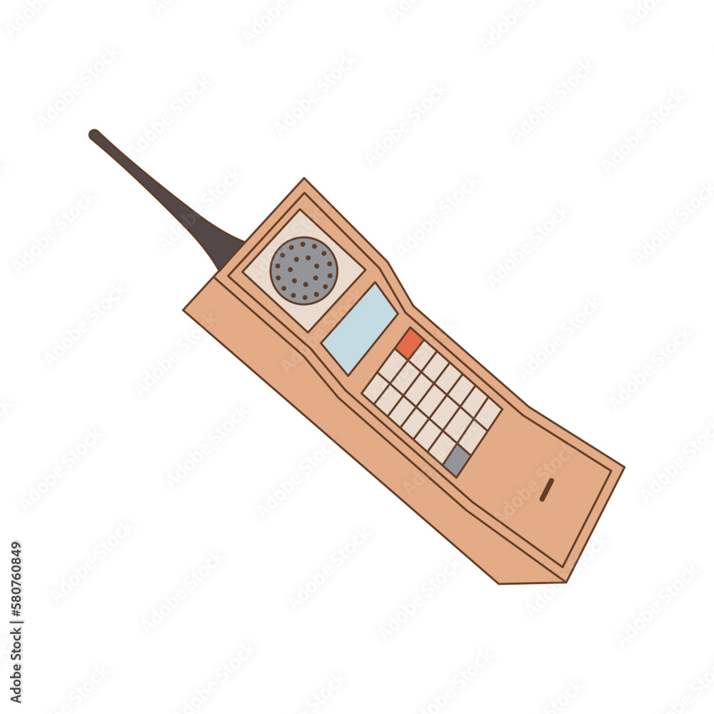 Old fashioned wireless cellphone isolated on white background. Back to ...