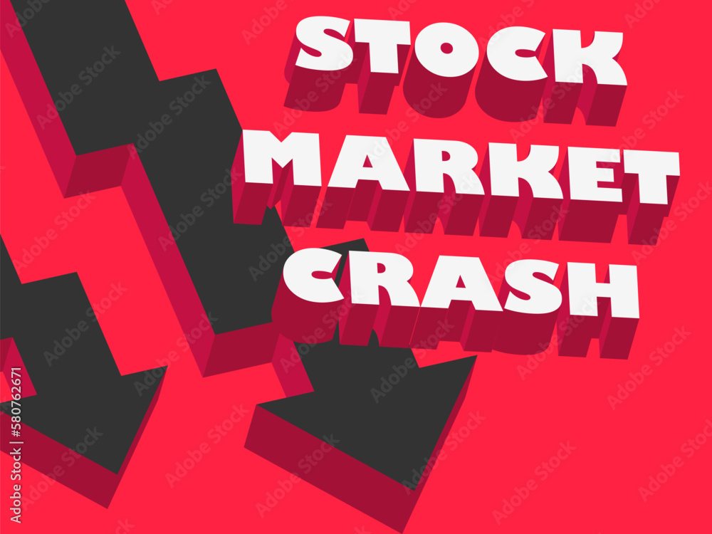 Stock market crash banner with 3d text and down arrows. The collapse of ...