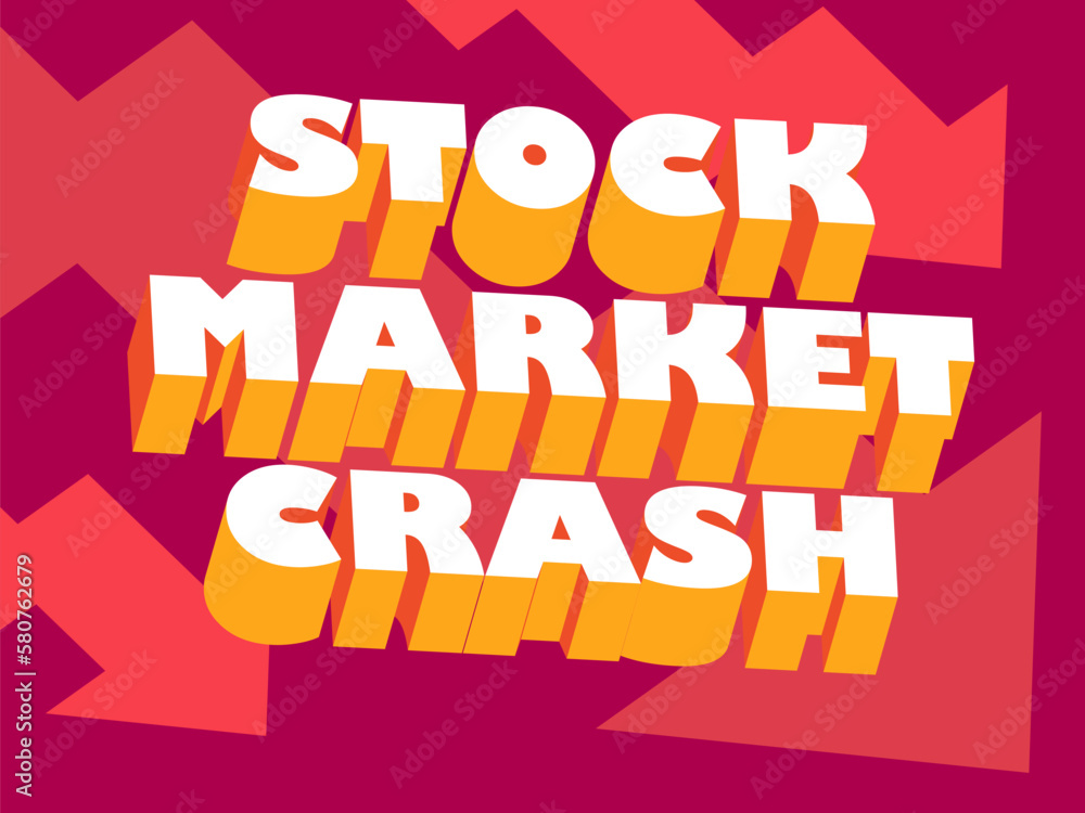 Stock market crash banner with 3d text and down arrows. The collapse of ...