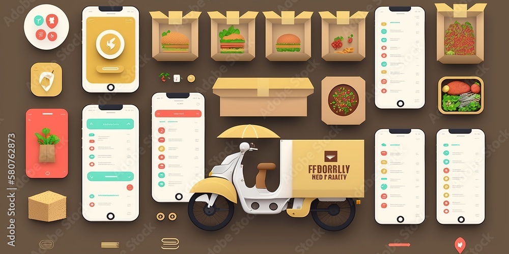 Food delivery mobile app kit template Material Design, UI, UX and GUI ...