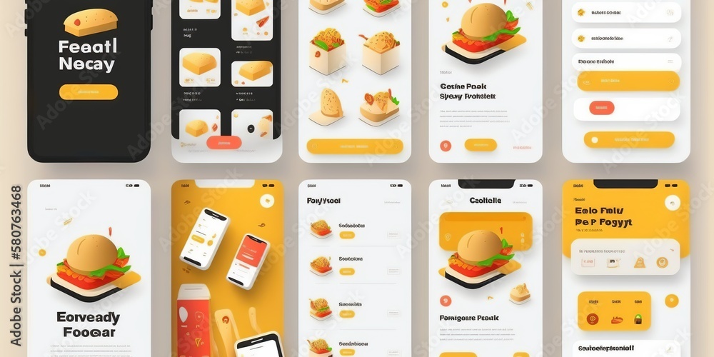 Food delivery mobile app kit template Material Design, UI, UX and GUI ...