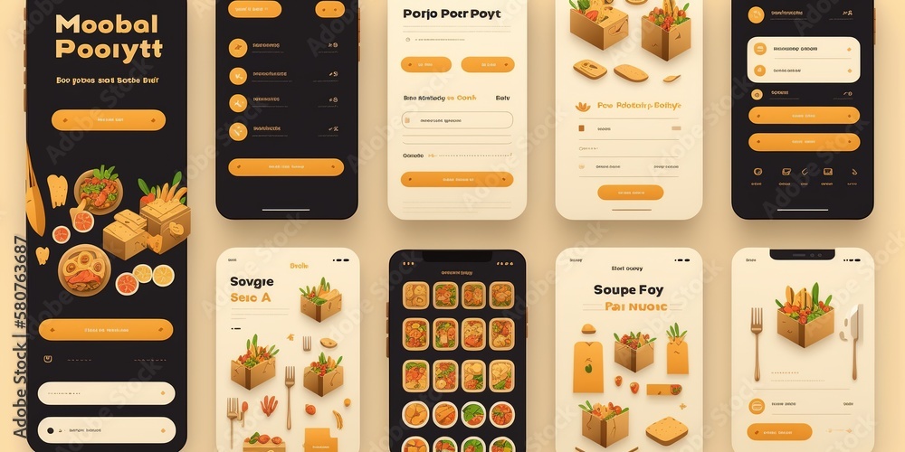 Food delivery mobile app kit template Material Design, UI, UX and GUI ...