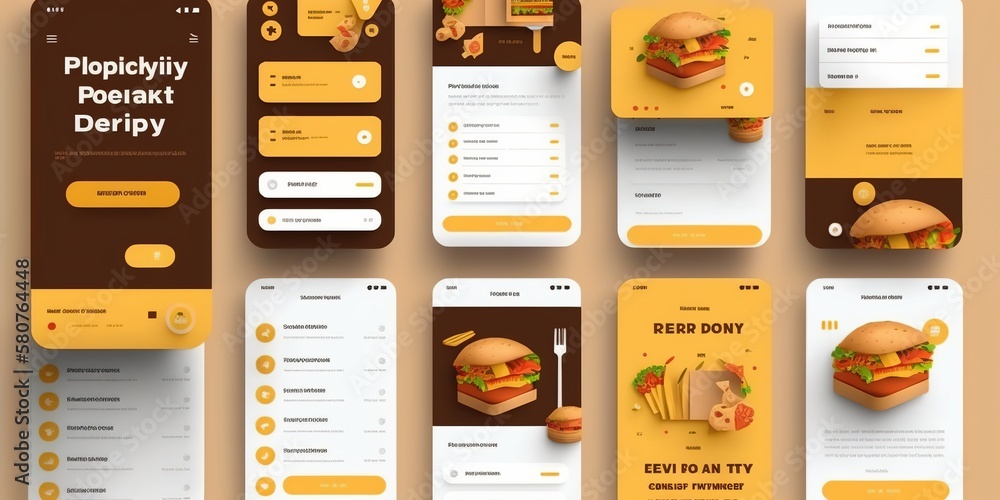 Food delivery mobile app kit template Material Design, UI, UX and GUI ...