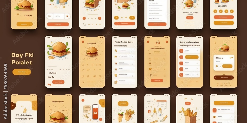 Food delivery mobile app kit template Material Design, UI, UX and GUI ...