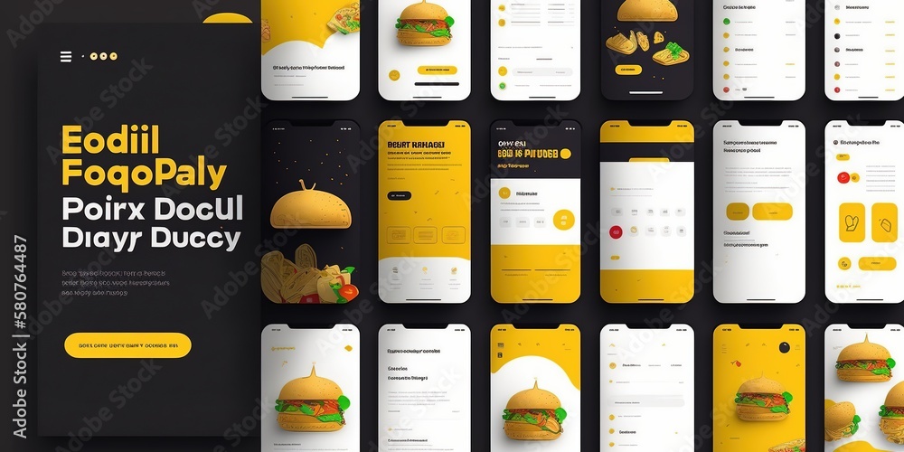 Food delivery mobile app kit template Material Design, UI, UX and GUI ...
