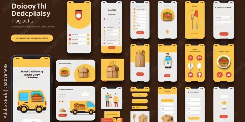 Food delivery mobile app kit template Material Design, UI, UX and GUI ...