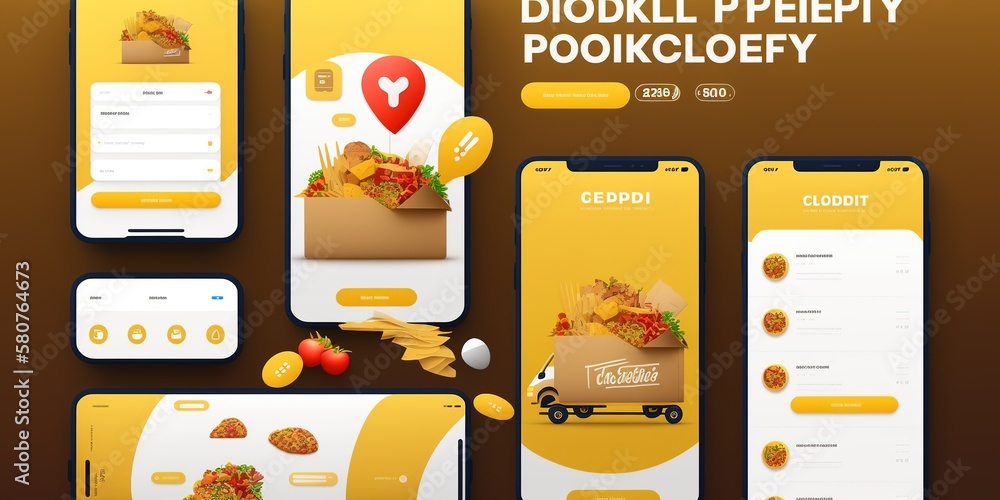 Food delivery mobile app kit template Material Design, UI, UX and GUI ...