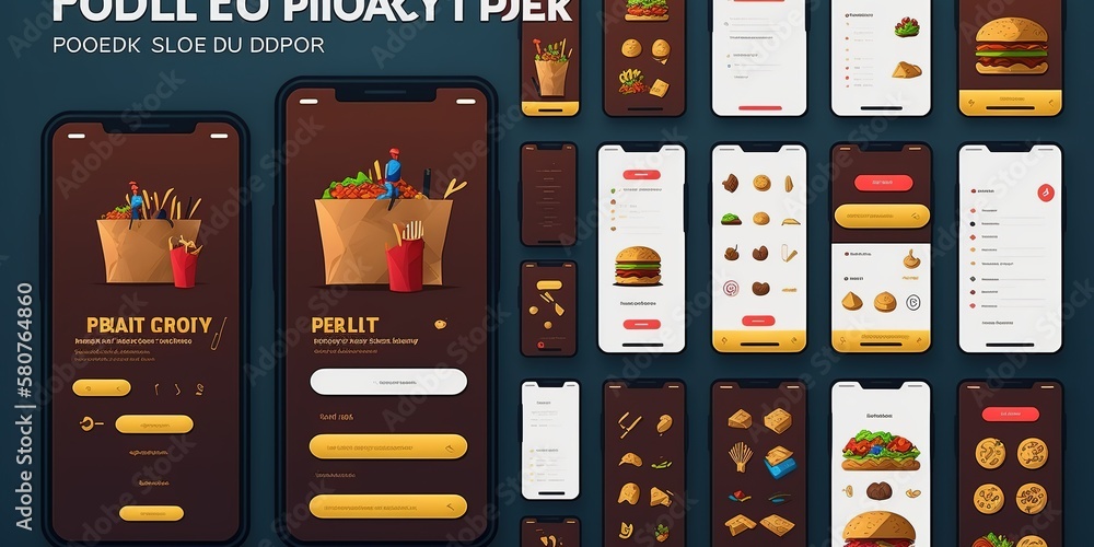 Food delivery mobile app kit template Material Design, UI, UX and GUI ...