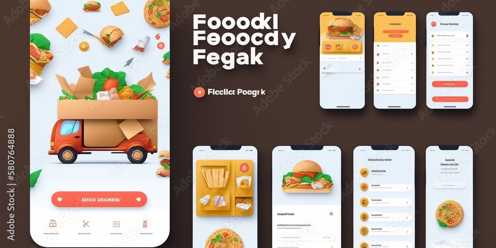 Food delivery mobile app kit template Material Design, UI, UX and GUI ...