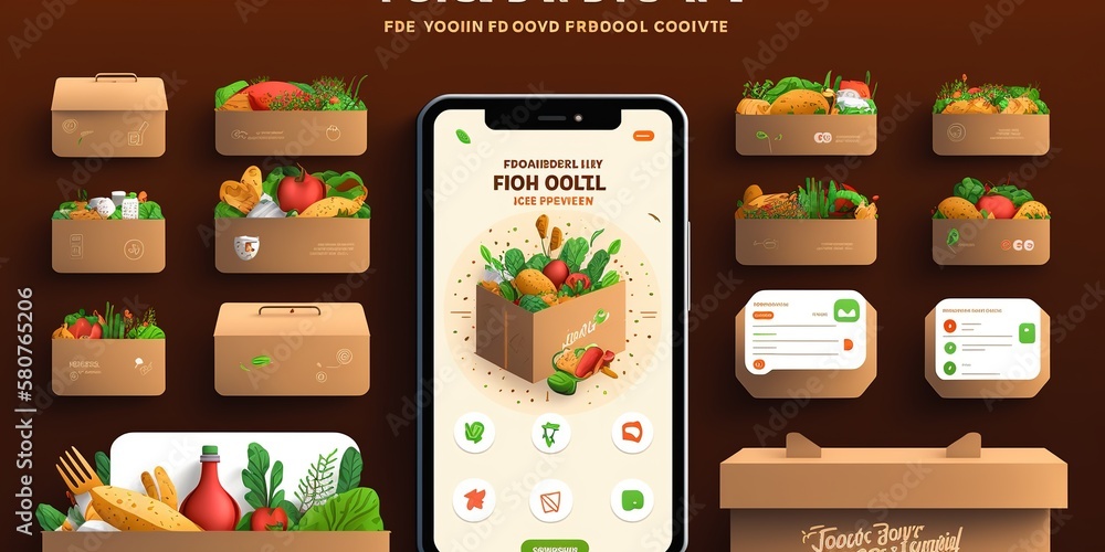 Food delivery mobile app kit template Material Design, UI, UX and GUI ...