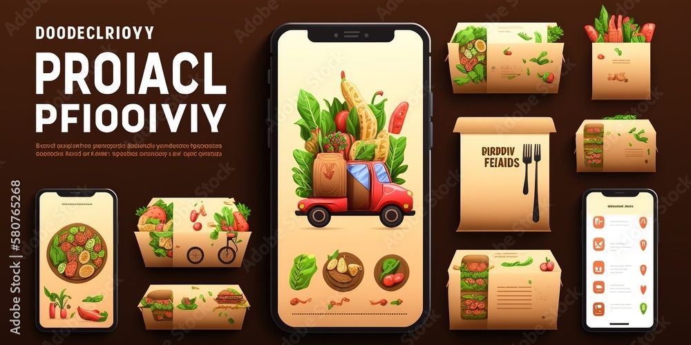 Food delivery mobile app kit template Material Design, UI, UX and GUI ...