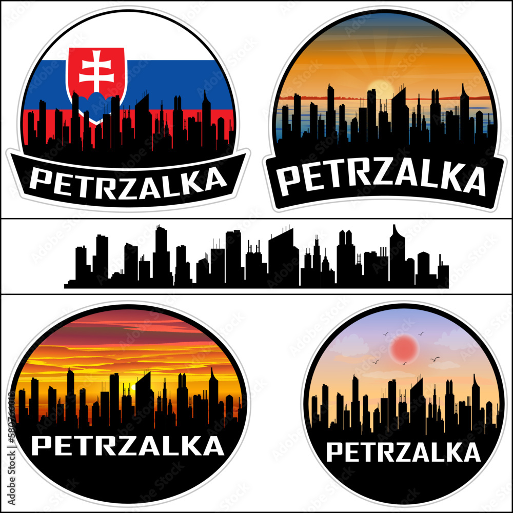 Vetor de Petrzalka Skyline Silhouette Slovakia Flag Travel Souvenir ...