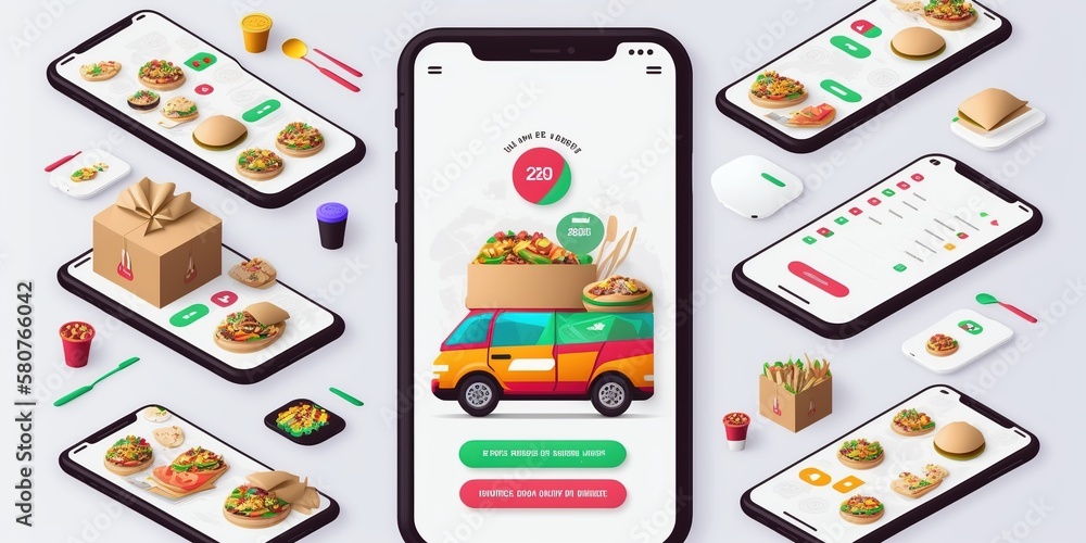 Food delivery mobile app kit template Material Design, UI, UX and GUI ...