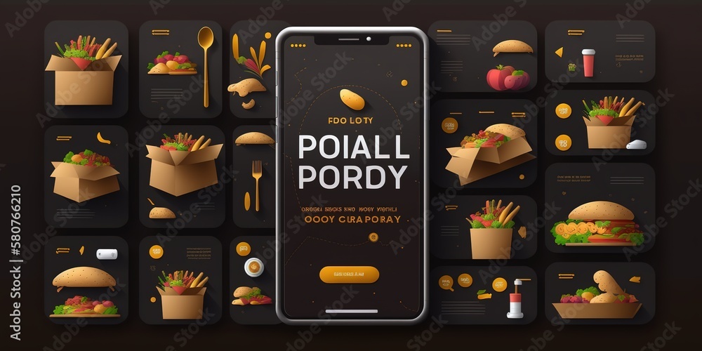 Food delivery mobile app kit template Material Design, UI, UX and GUI ...