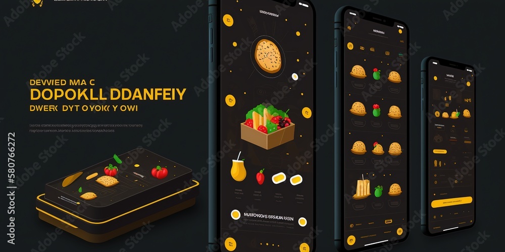 Food delivery mobile app kit template Material Design, UI, UX and GUI ...