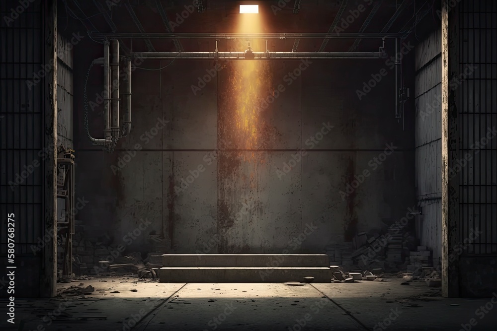 Industrial background. Grunge industrial pipe wall. Dark wall concrete ...